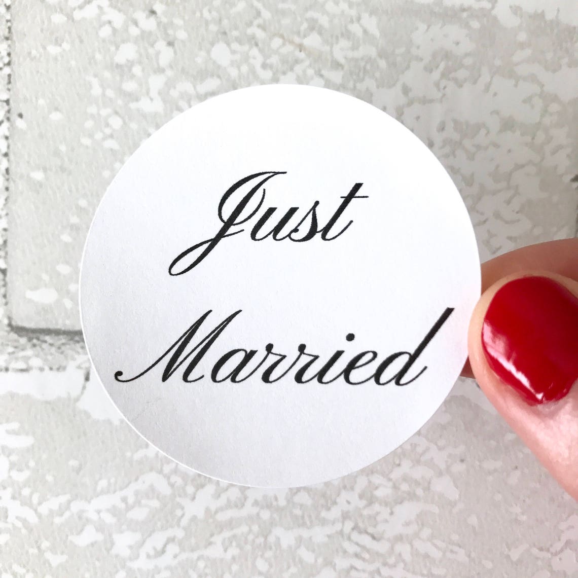 Just Married Stickers Favor Bag Circle Round Label Wedding - Etsy