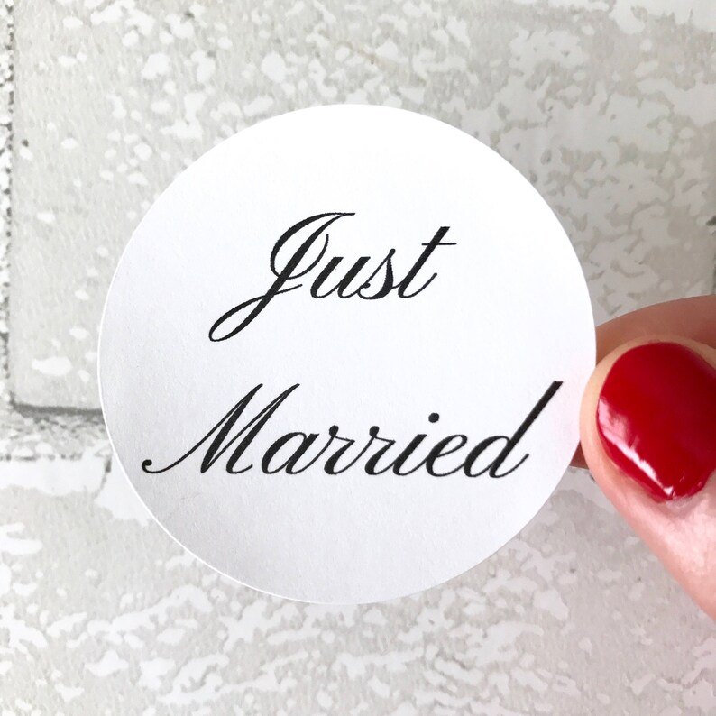 Just Married Stickers Favor Bag Circle Round Label Wedding - Etsy