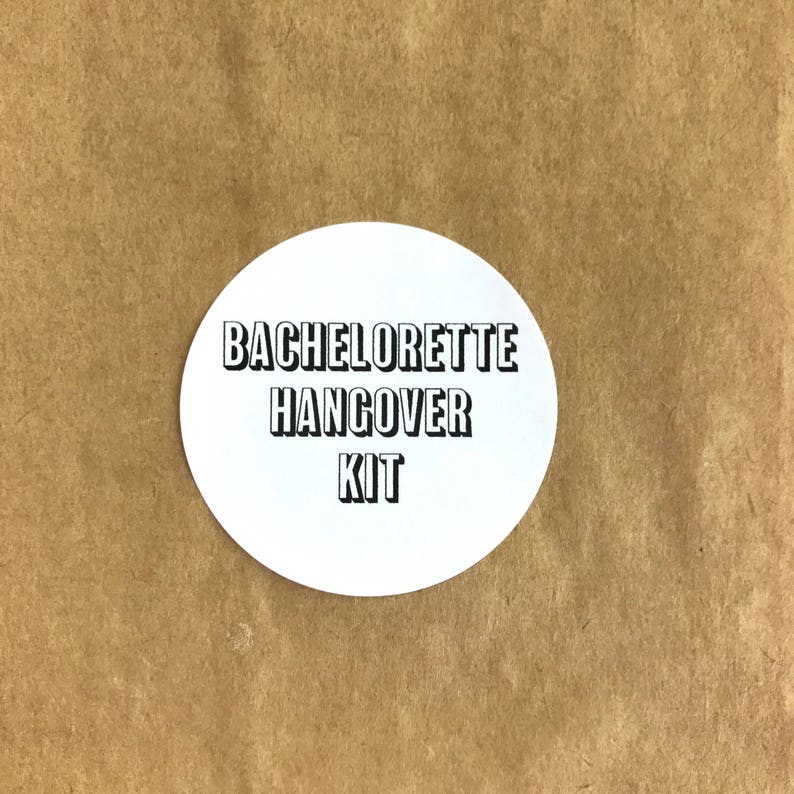Bachelorette Hangover Kit Sticker | Round Circle Survival Recovery ...