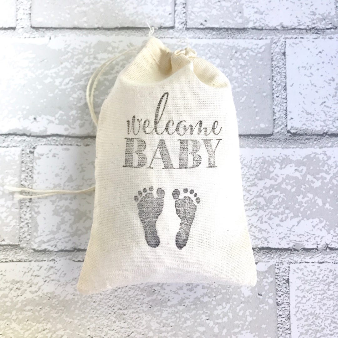 Welcome Baby Footprint Favor Bags Baby Shower Party Bags Baby Boy Candy ...