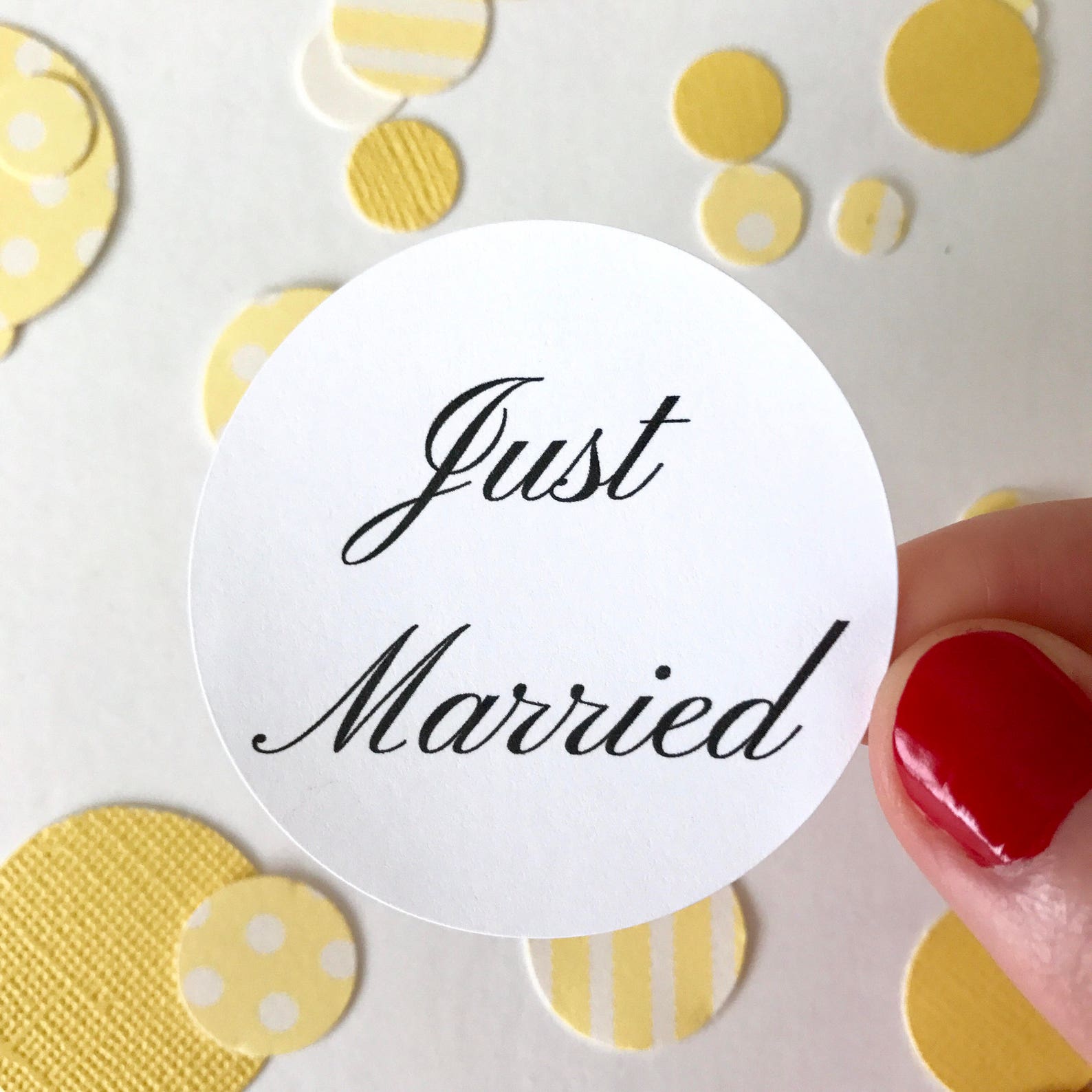 Just Married Stickers Favor Bag Circle Round Label Wedding - Etsy