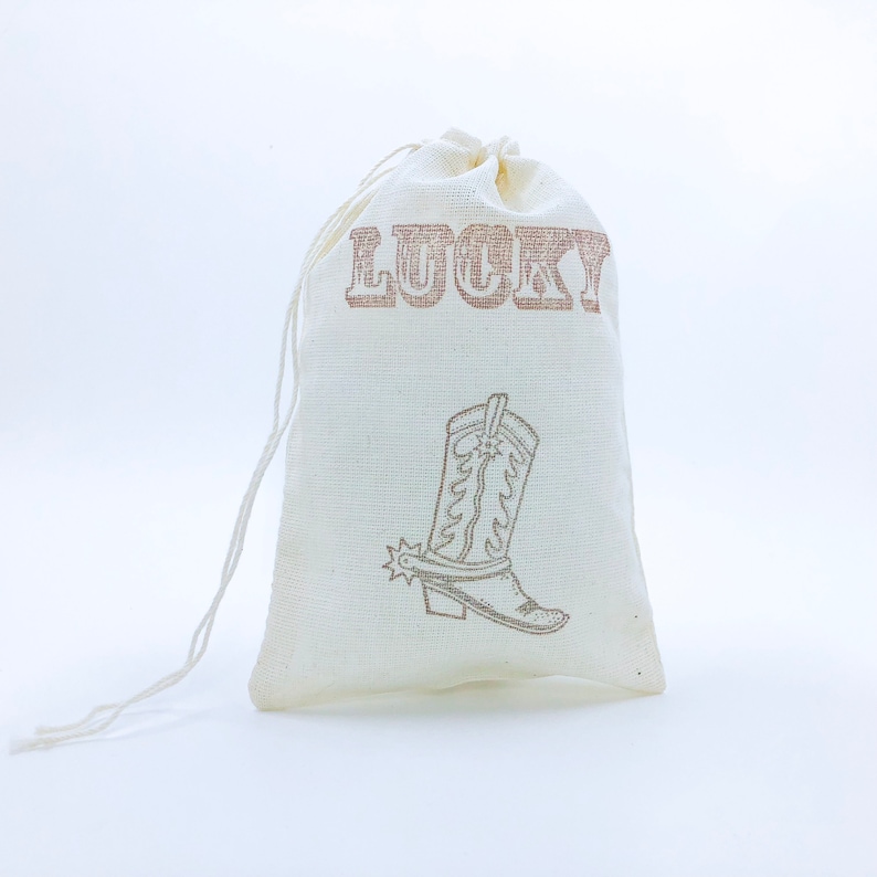 Lucky Cowboy Favor Bags Boot Bachelorette Party Bag Western Wedding ...