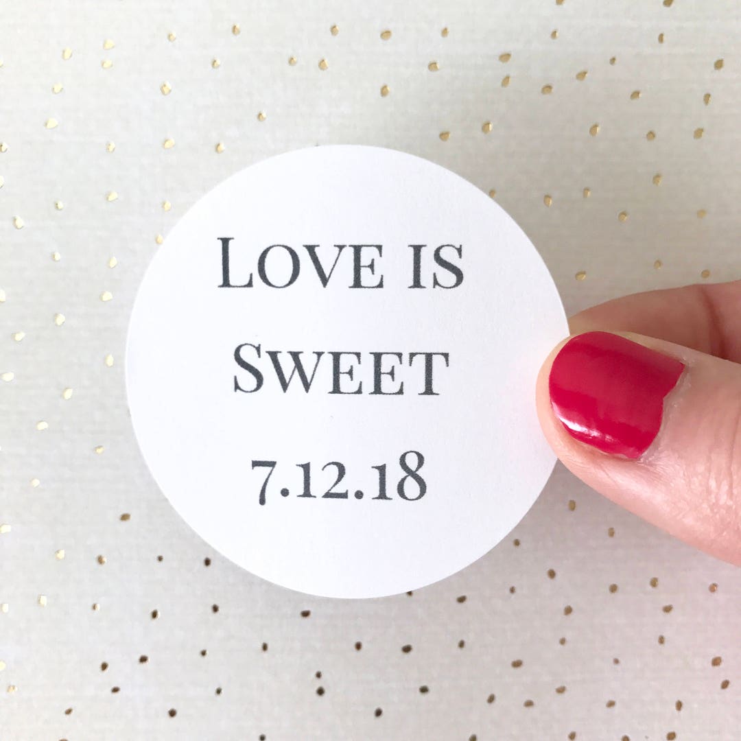 Love is Sweet Wedding Candy Sticker | Wedding Date Favor Treat Bag ...