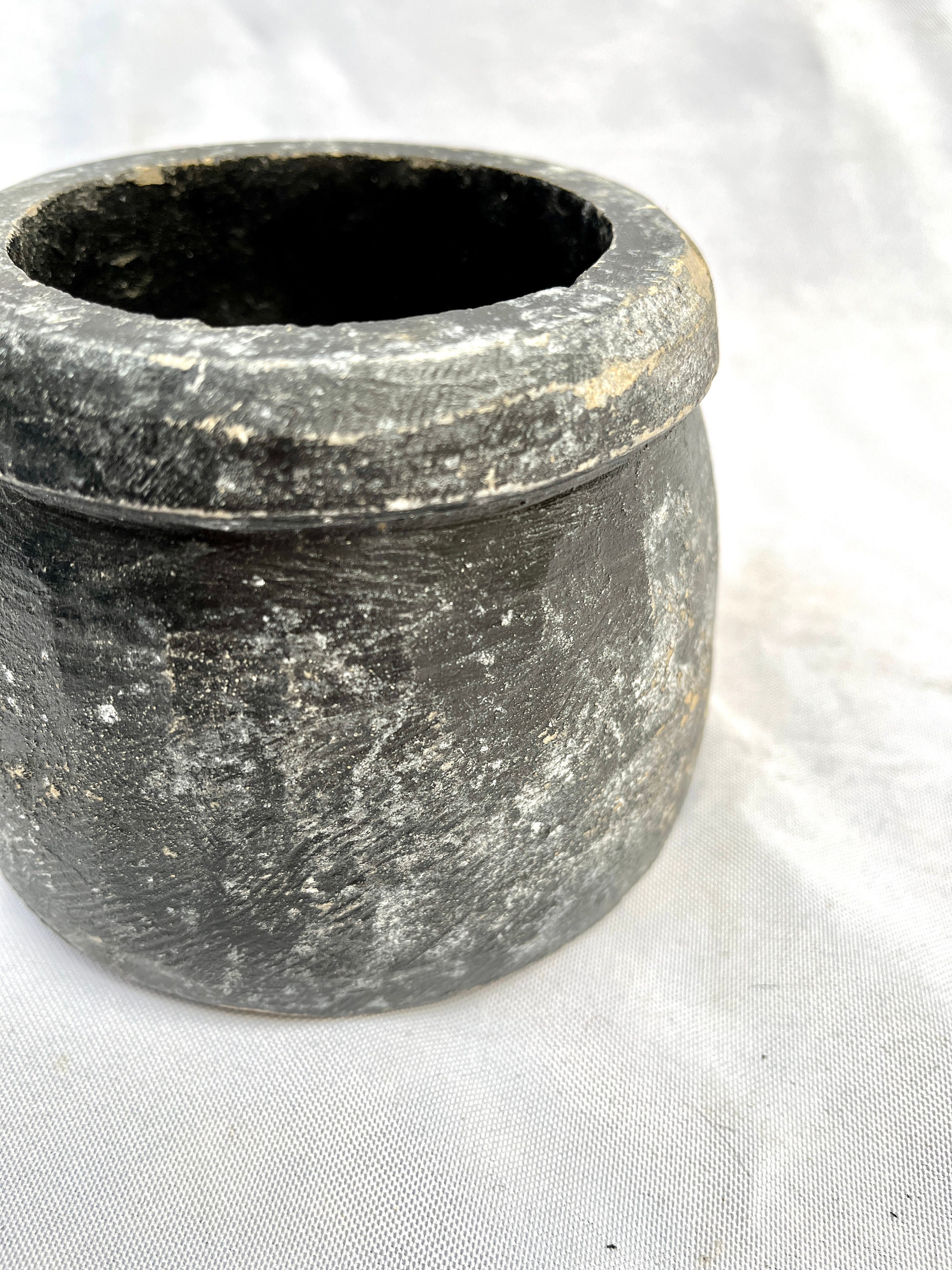 Vintage Handmade Rustic Black Stone Pot/vase/planter - Etsy
