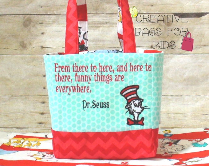 Dr. Seuss Bag/ Dr. Seuss Lunch Bag/ Dr. Seuss Tote Bag/ Hat in Cat Tote ...