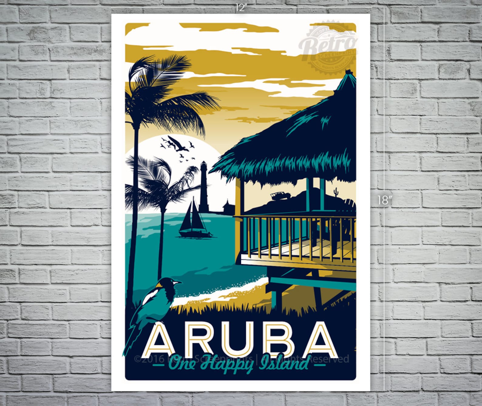 Aruba Retro Vintage Travel Poster - Etsy New Zealand
