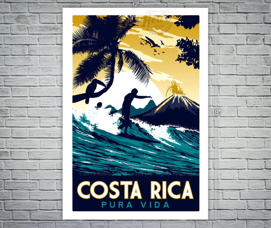 Costa Rica Retro Vintage Travel Poster - Etsy