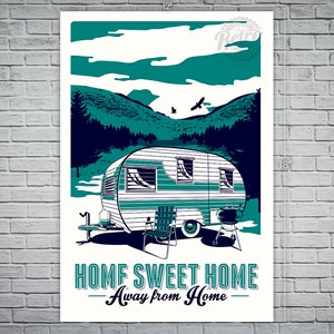 Vintage Rv Retro Camping Screen Print Poster Trailer Camper Summer ...