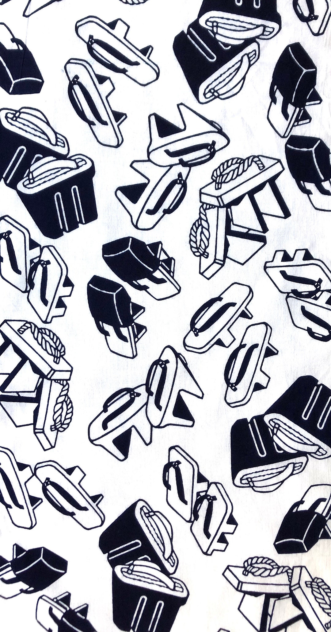 Vintage Hand Stenciled Cotton Summer YUKATA Print With Playful Japanese ...