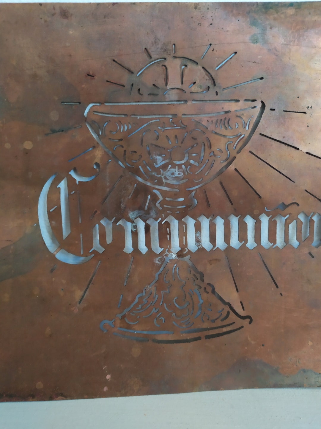 Rare French Vintage Copper Icing Stencil With the Word "communion ...