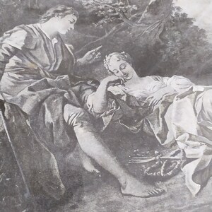 Vintage Large French Framed Romantic Print, French Wall Decor, French ...