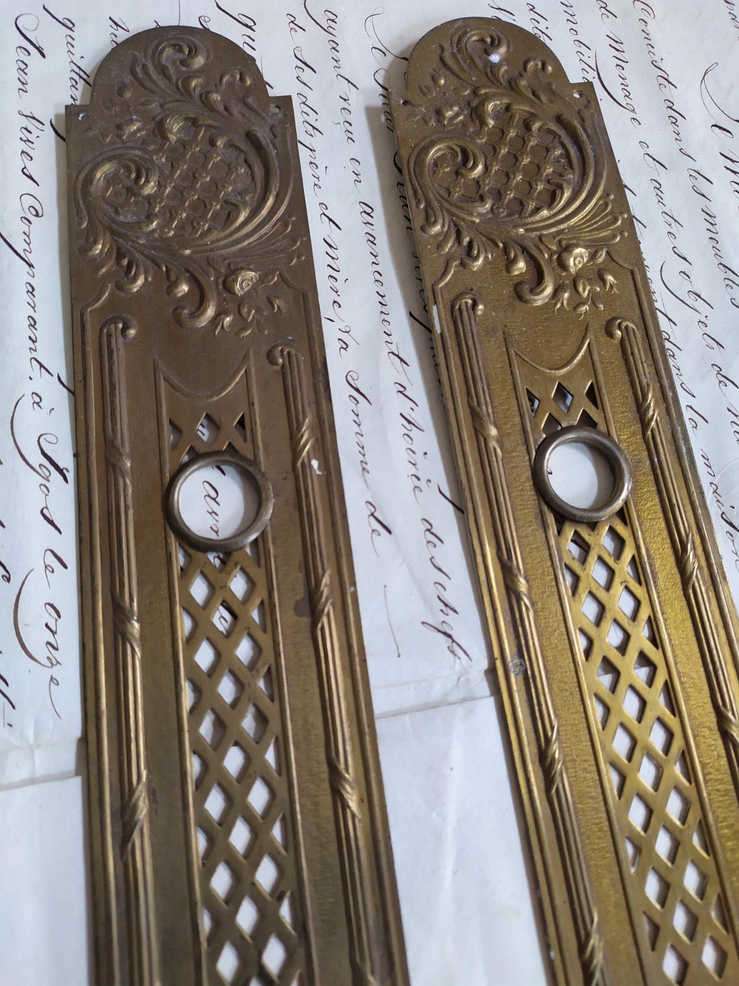 Set of 2 Antique French Louis XV Rocaille Style Finger Plates Empire ...