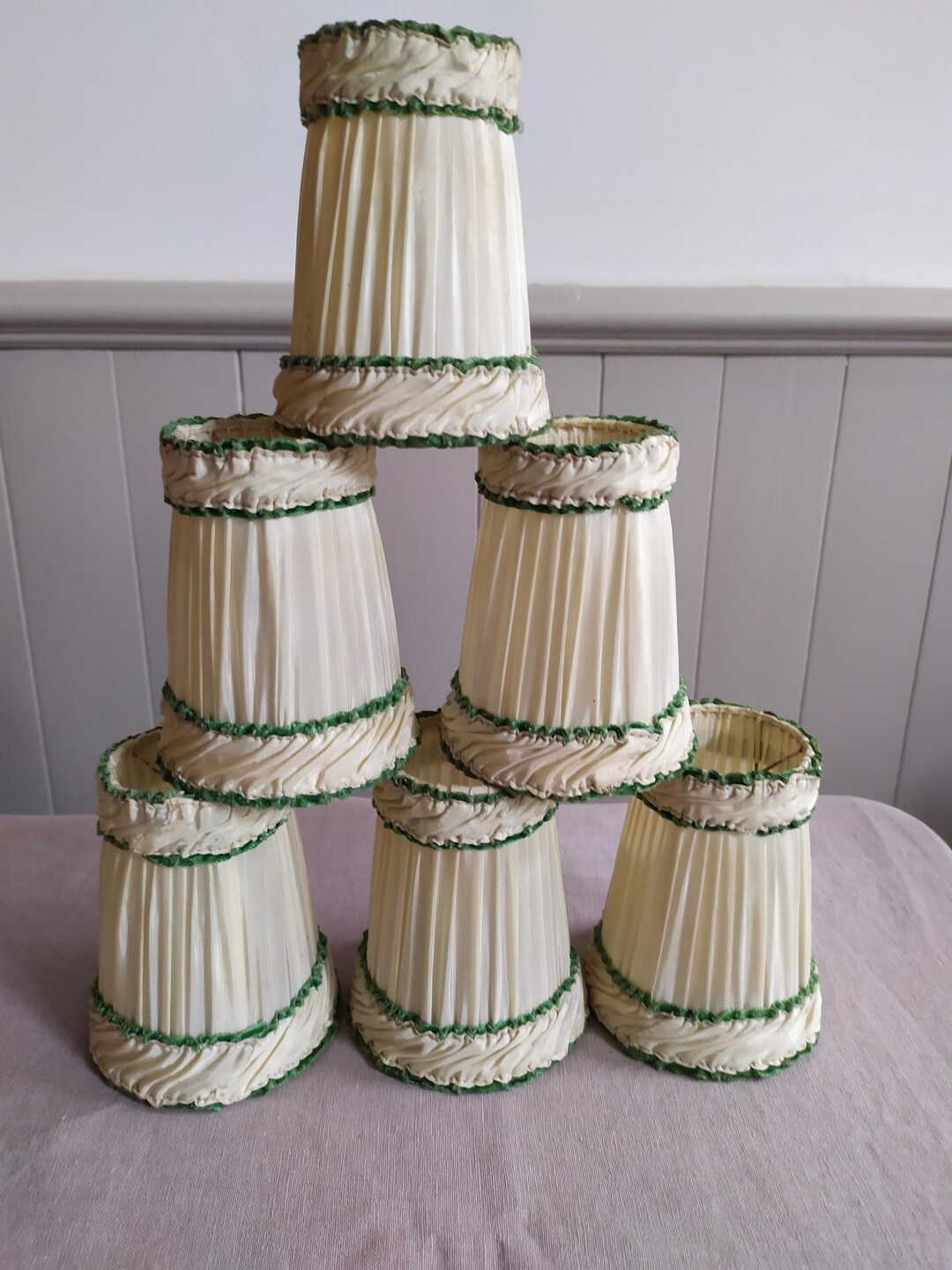 Set of 6 Rare Stunning Vintage French Clip on Lamp Shades, Boudoir Chic ...