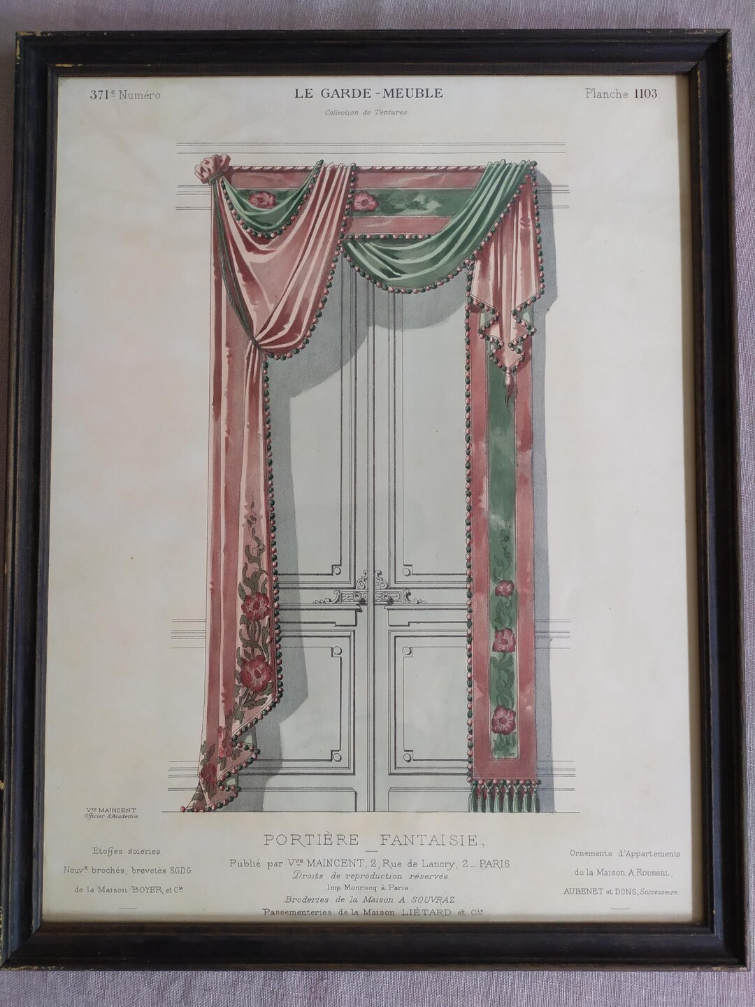 Antique Framed French Colour Paris Decor Lithograph, Late 1800s, French ...