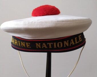 Vintage French Sailor Beret, National Navy Hat, Nautical Decor, French ...