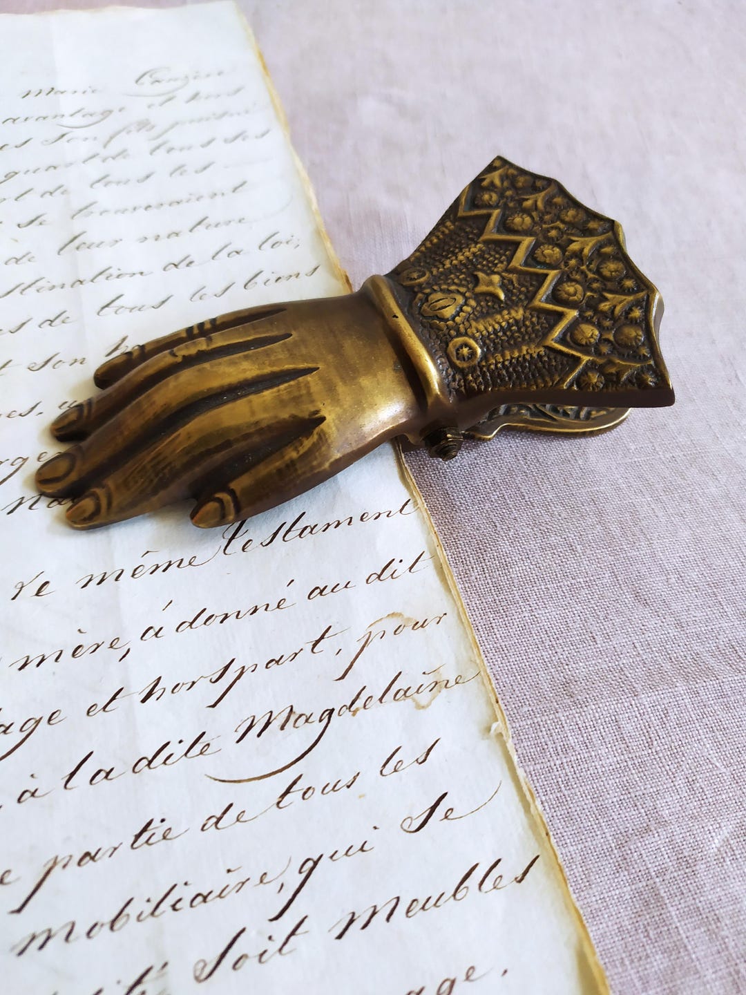 Vintage French Louis XV Style Hand Letter Clip Letter Holder, Elegant ...