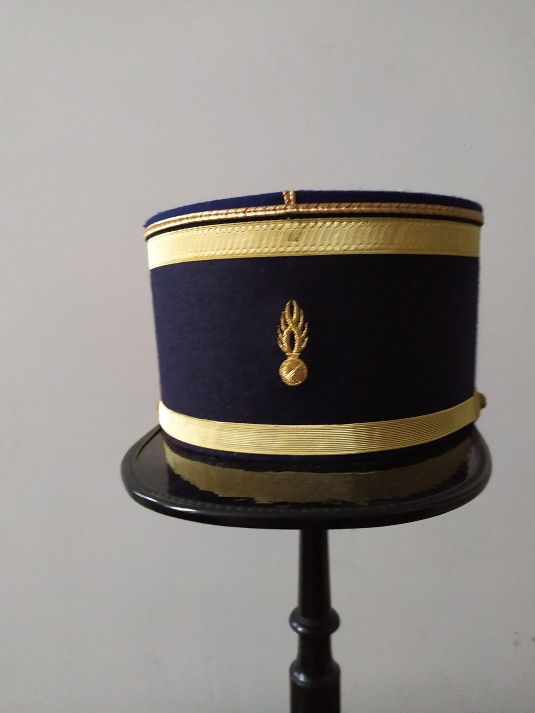 Vintage French Military Kepi Navy Blue Felt Hat With Gold Ribbon Trim ...