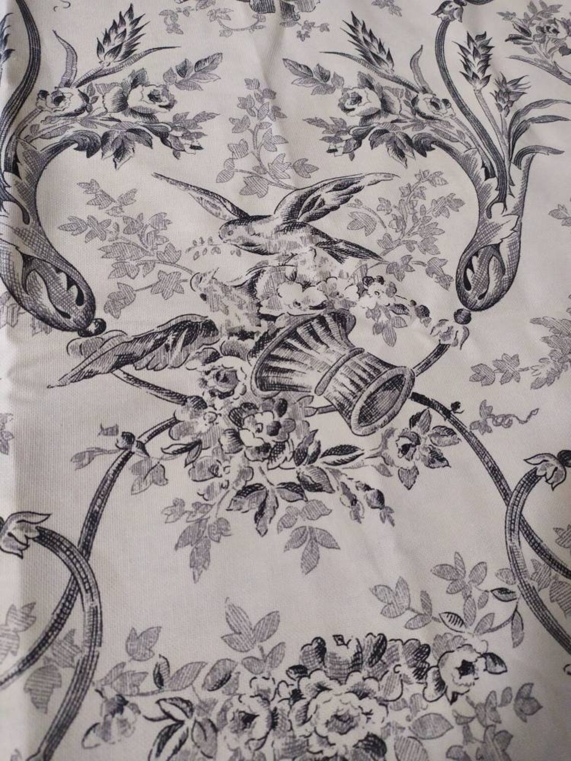 Stunning Vintage French Black & Cream Toile de Jouy Fabric | Etsy