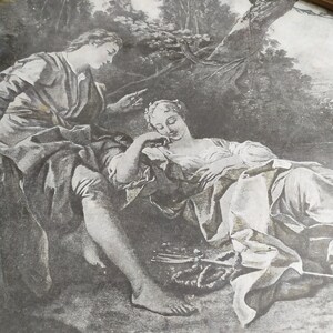 Vintage Large French Framed Romantic Print, French Wall Decor, French ...