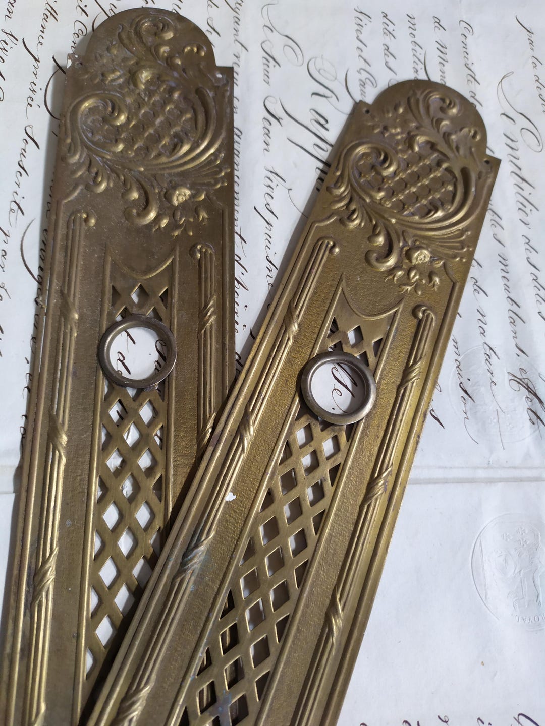 Set of 2 Antique French Louis XV Rocaille Style Finger Plates Empire ...