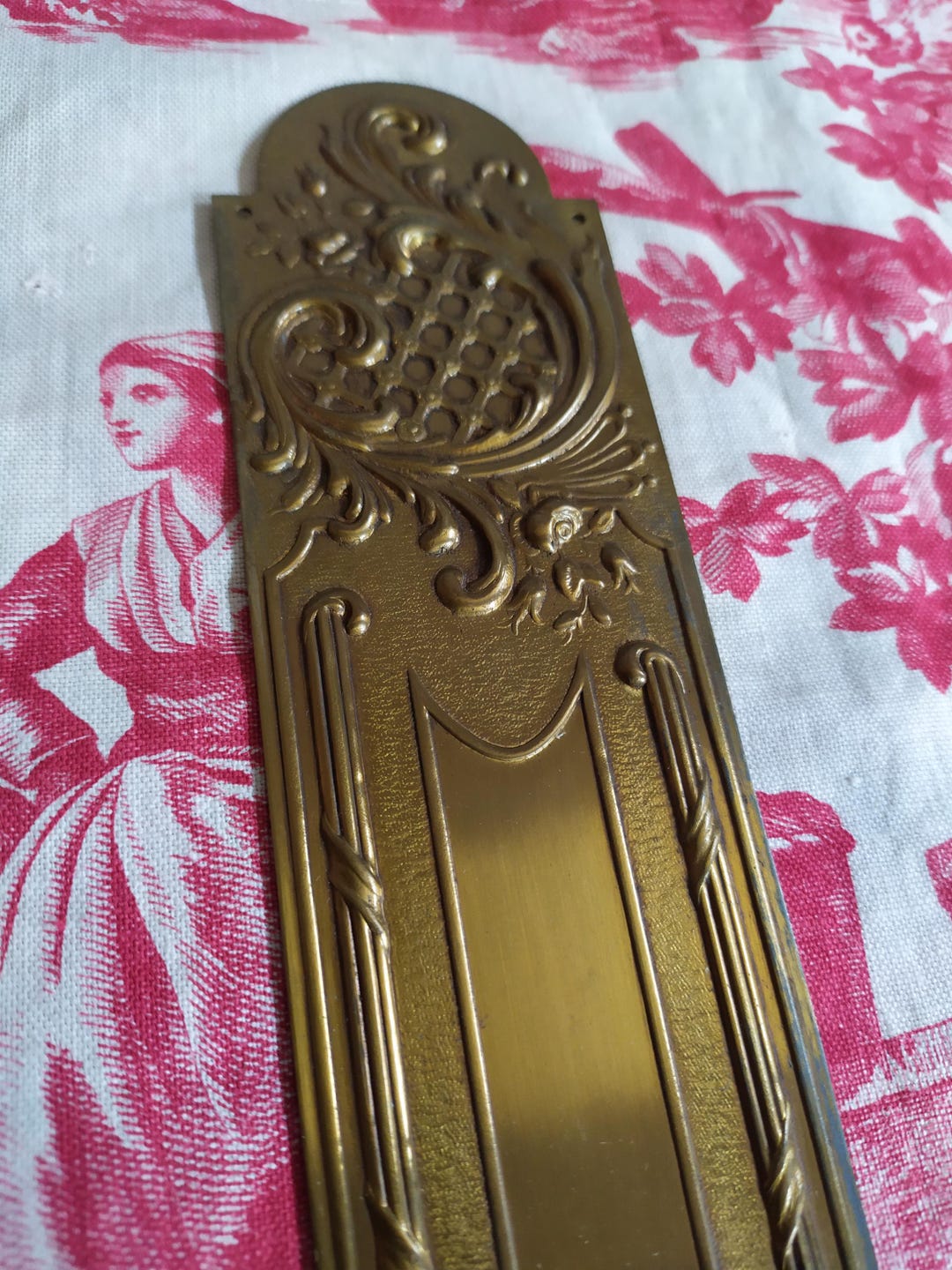 Antique French Rocaille Brass Finger Plate - Louis XV Chateau Door ...