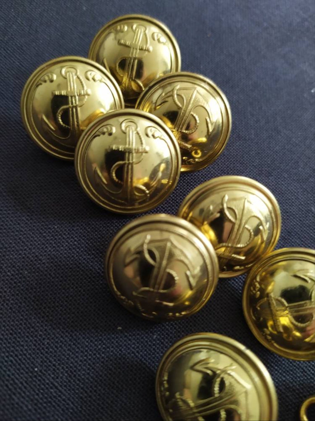 Set of 10 Vintage 2 CMS French Navy Brass Buttons, Collectors Items and ...