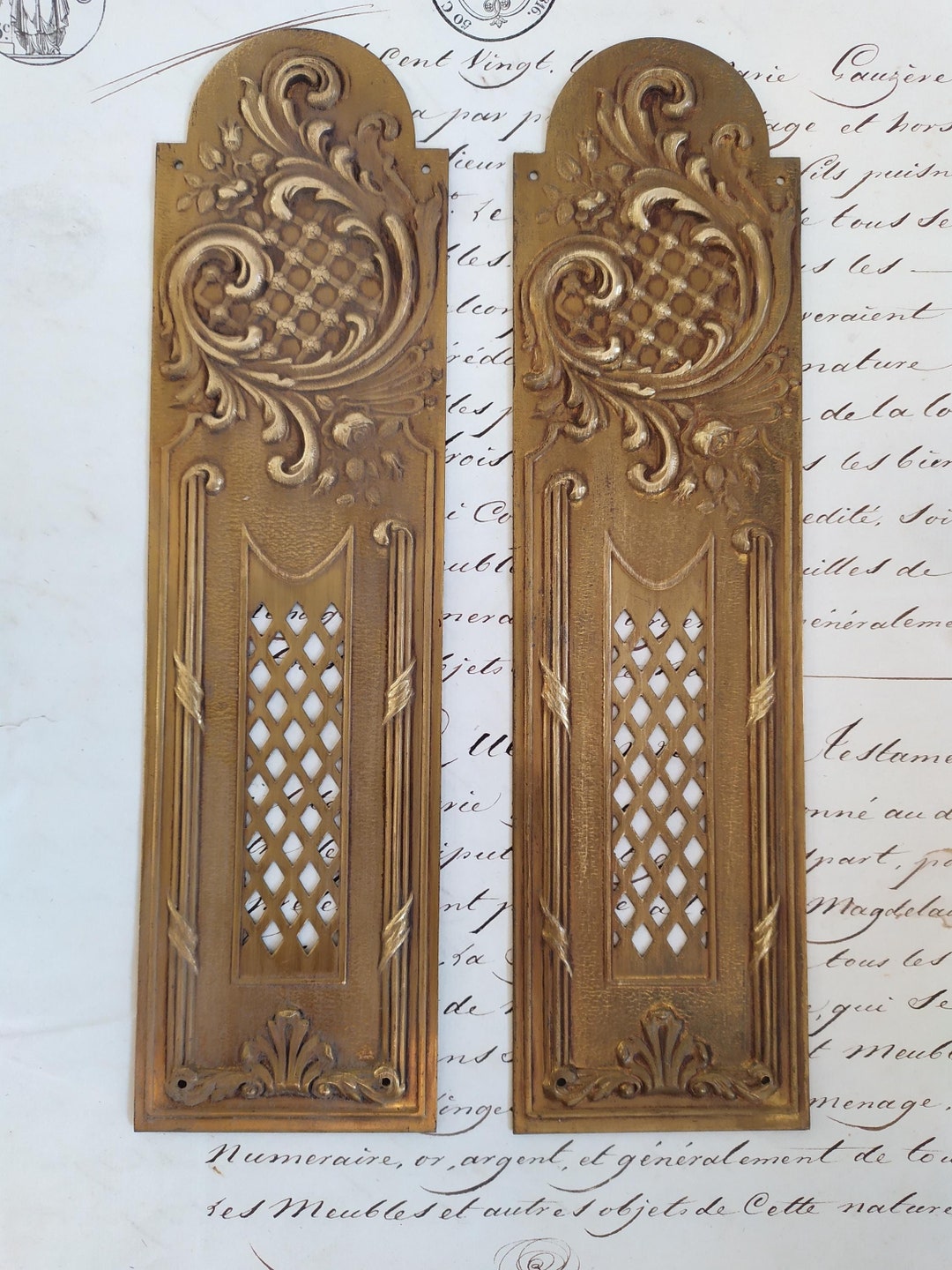 Set of 2 Antique French Louis XV Rocaille Style Finger Plates Empire ...