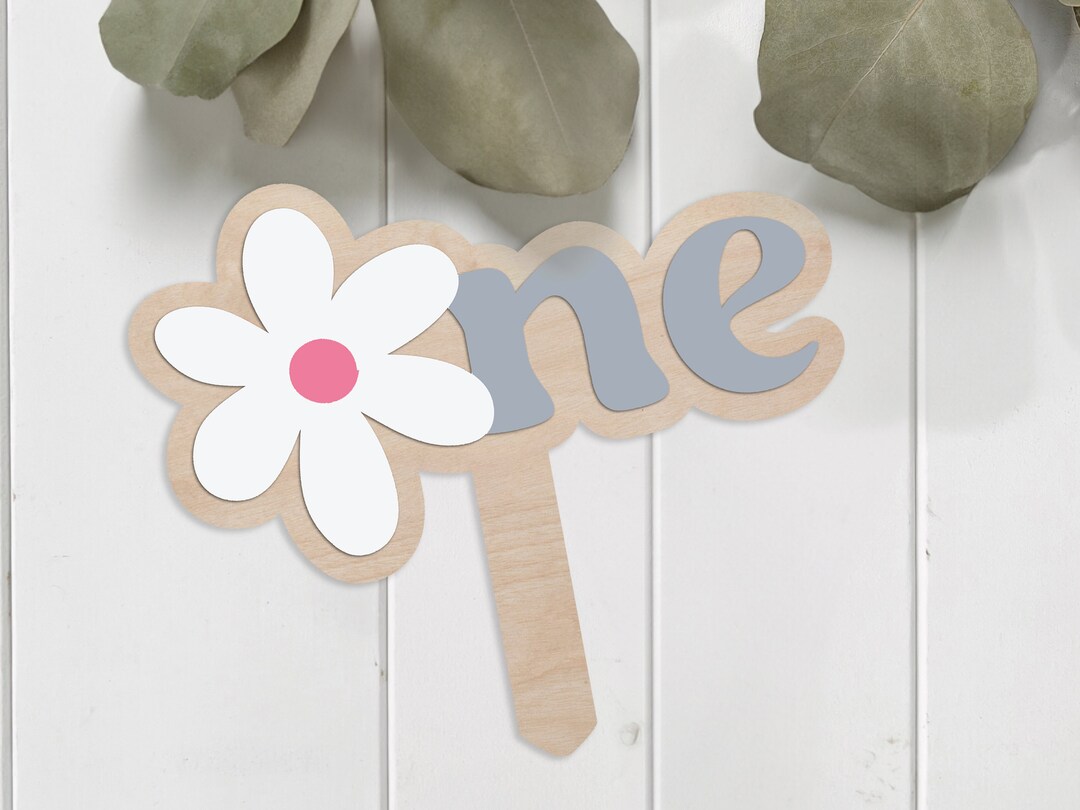 Flower One Cake Topper Happy Birthday Flower Cake Topper Wood and ...