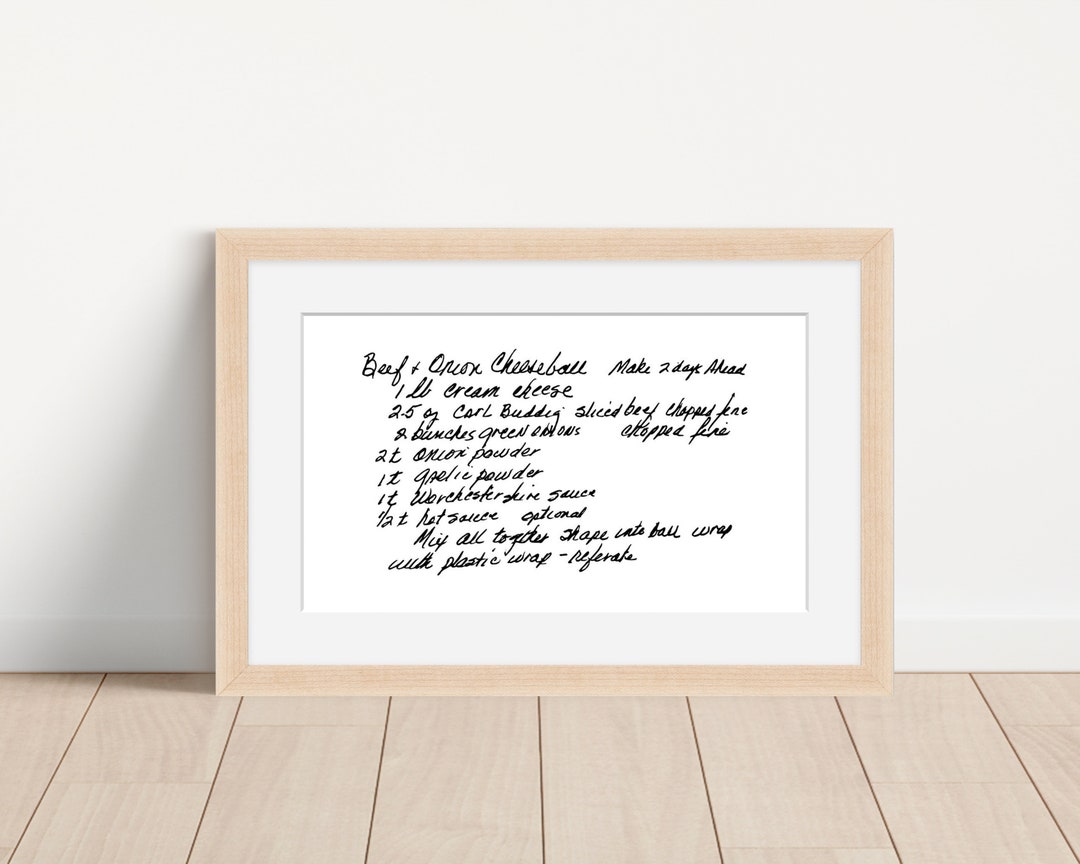 Personalized Recipe Art | Handwritten Family Recipe Print | Framed ...