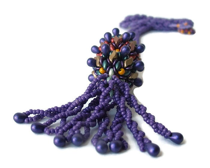 Beaded Beads Pendant W/spiral Rope Necklace Tutorial, Beadweaving With ...