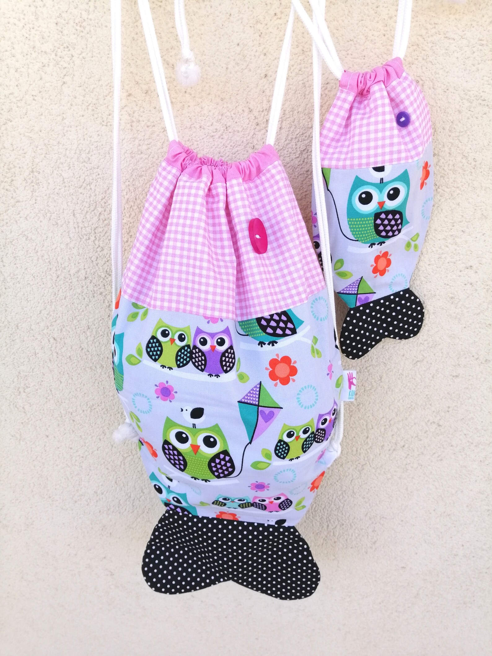 Two Fish Drawstring Bags Fish Bag Boho Bag Toddler Backpack - Etsy