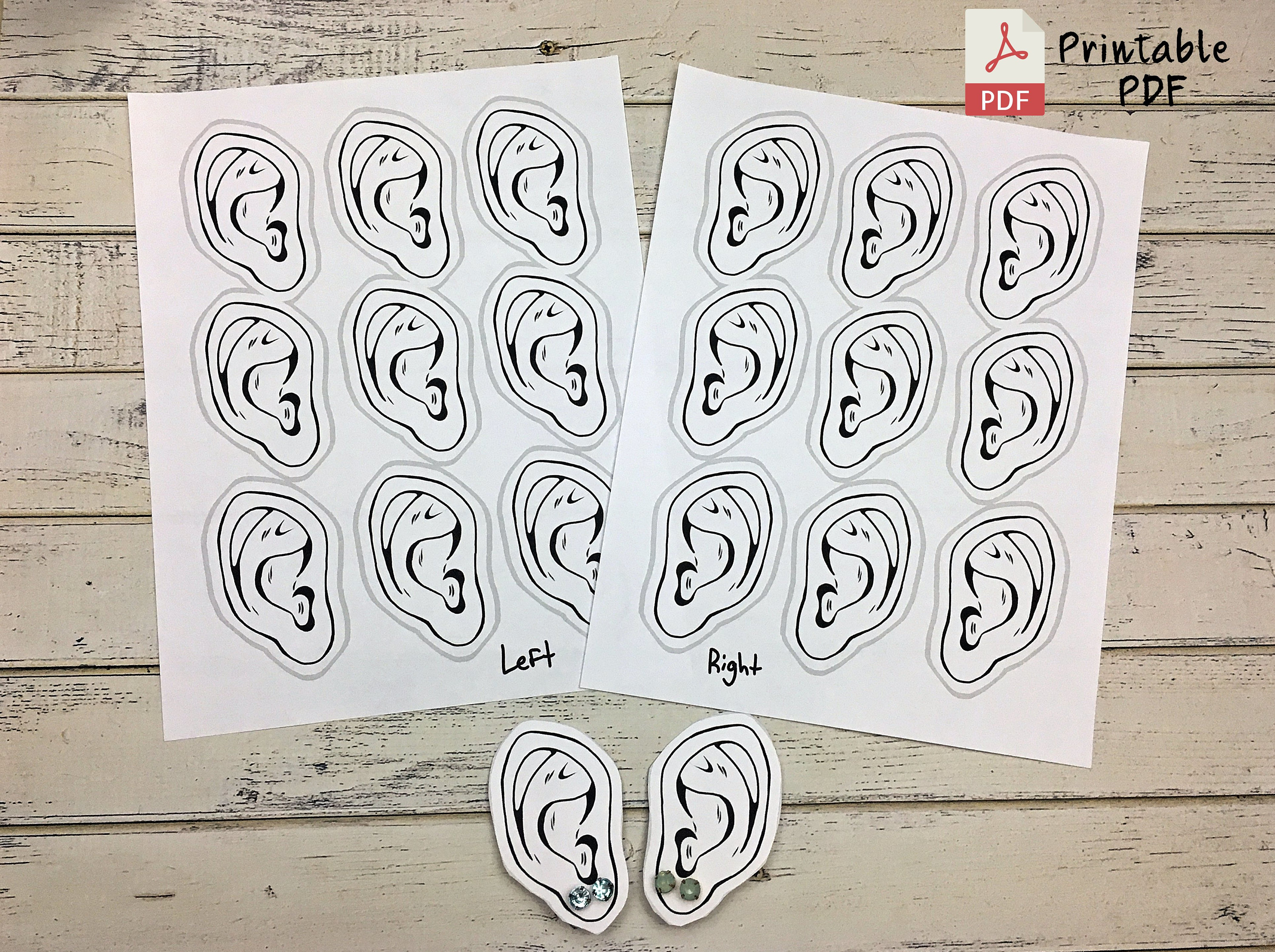 Printable Ear Earring Display Templates Downloadable PDF Craft Fair ...