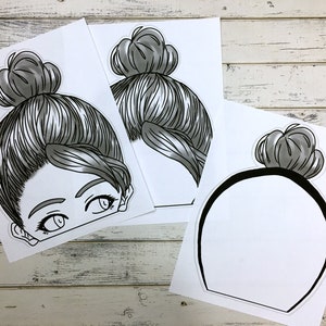 Printable Messy Bun Head Display Template - Downloadable PDF - Craft ...