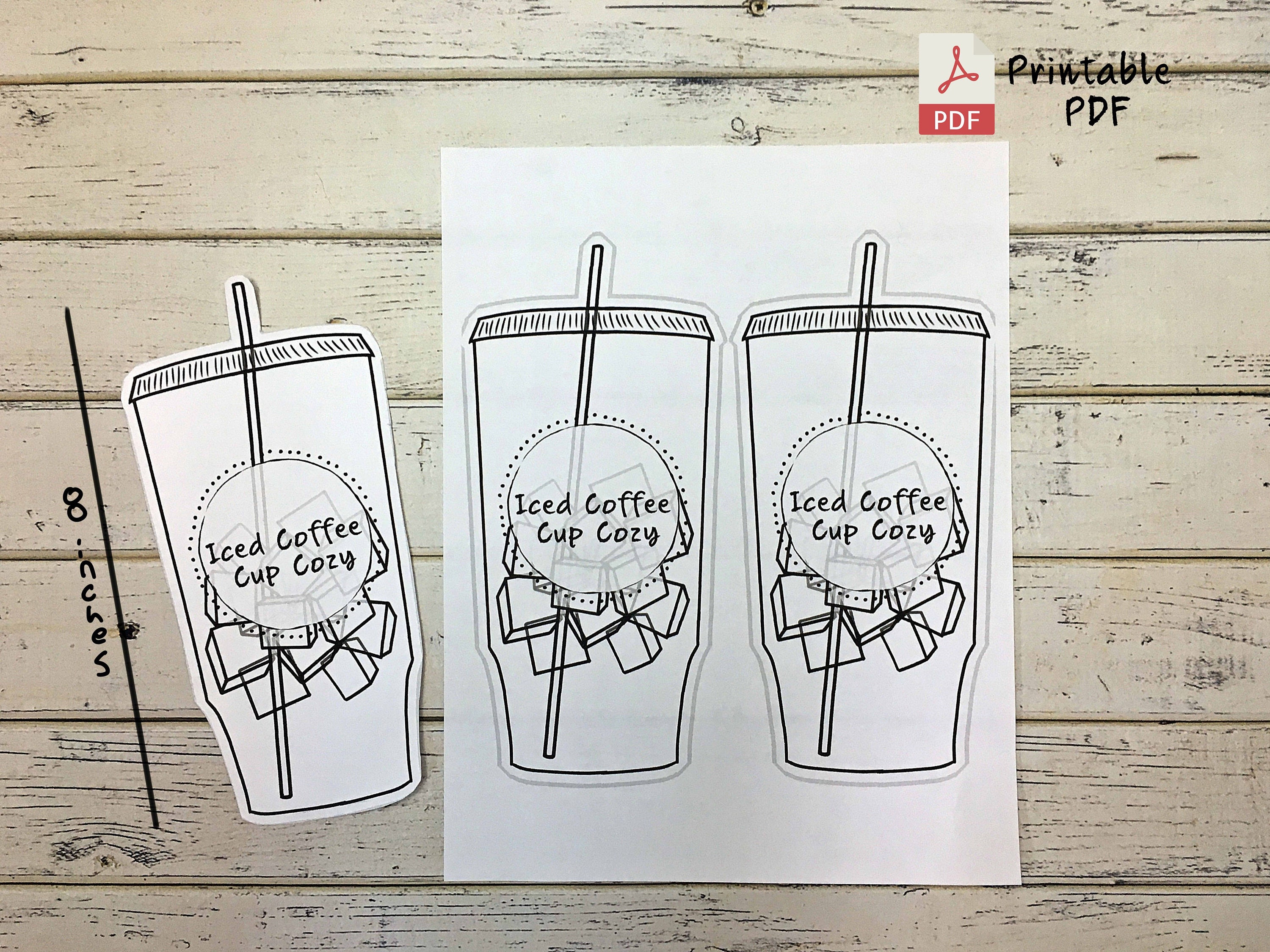 Printable Iced Coffee Cup Cozy Display Template - Downloadable PDF ...
