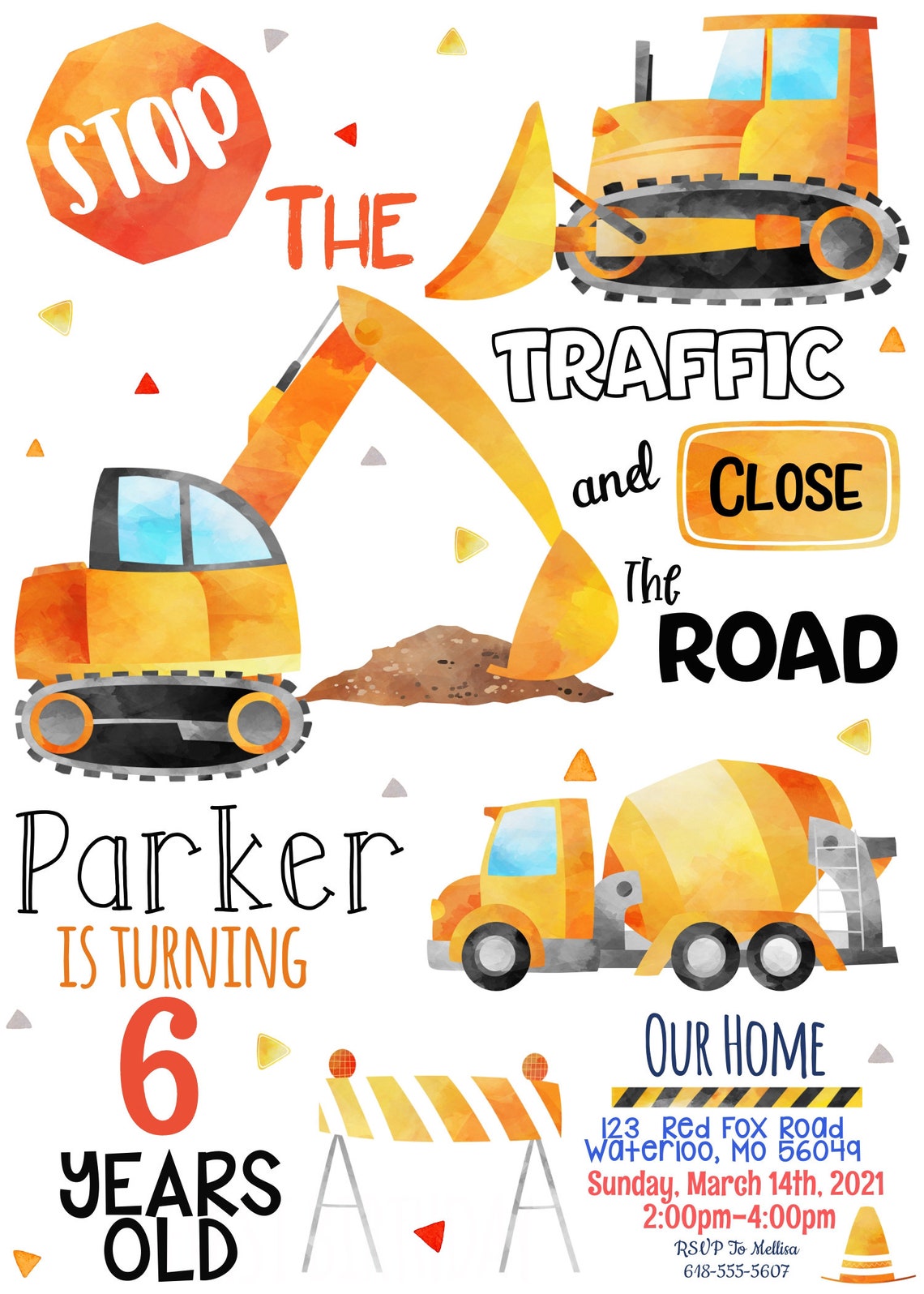 Editable Construction Invitation Construction Birthday - Etsy