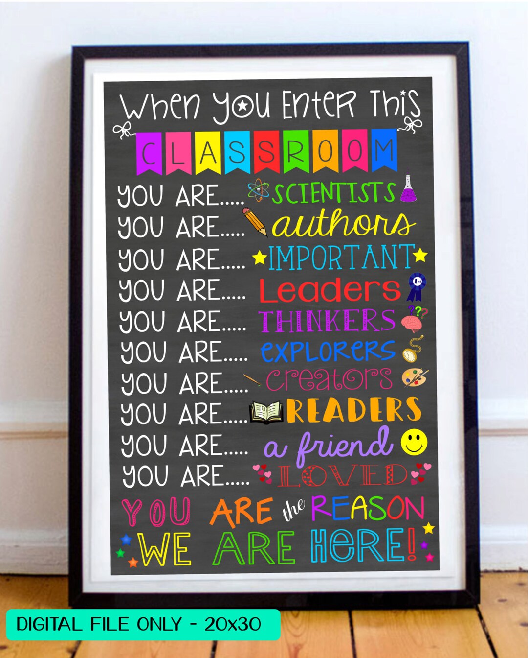 Classroom Decor Printable, Inspirational Wall Art Teacher Christmas ...