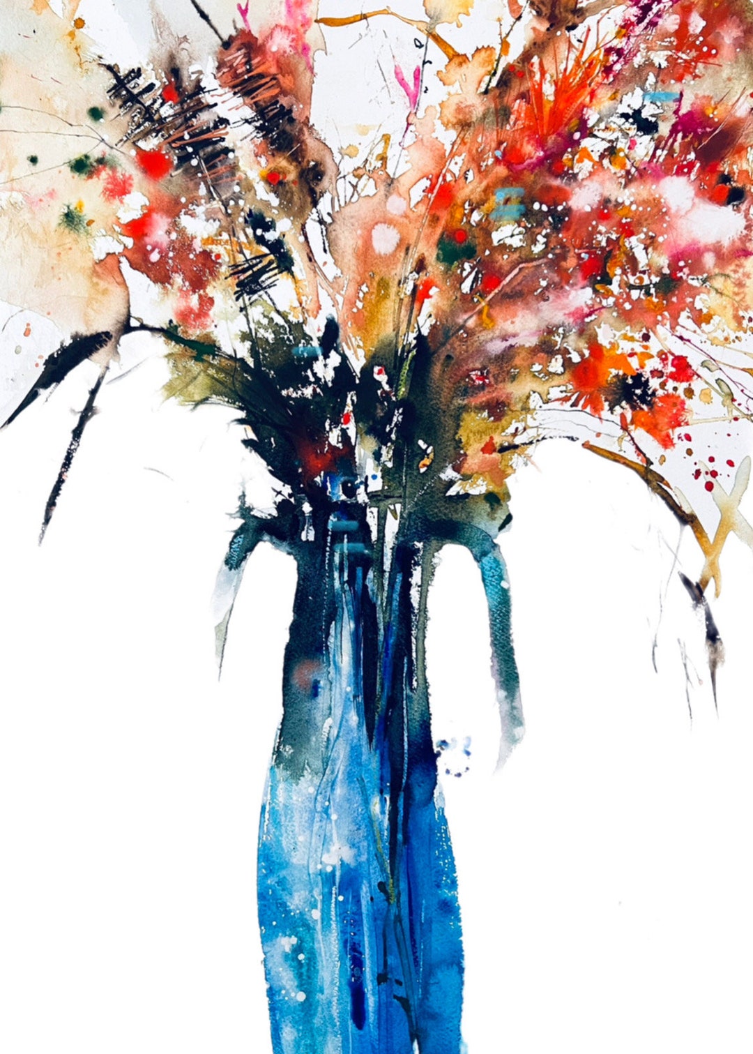 Original Art 15x22, Wildflower Dream, Original Watercolor on 140lb ...