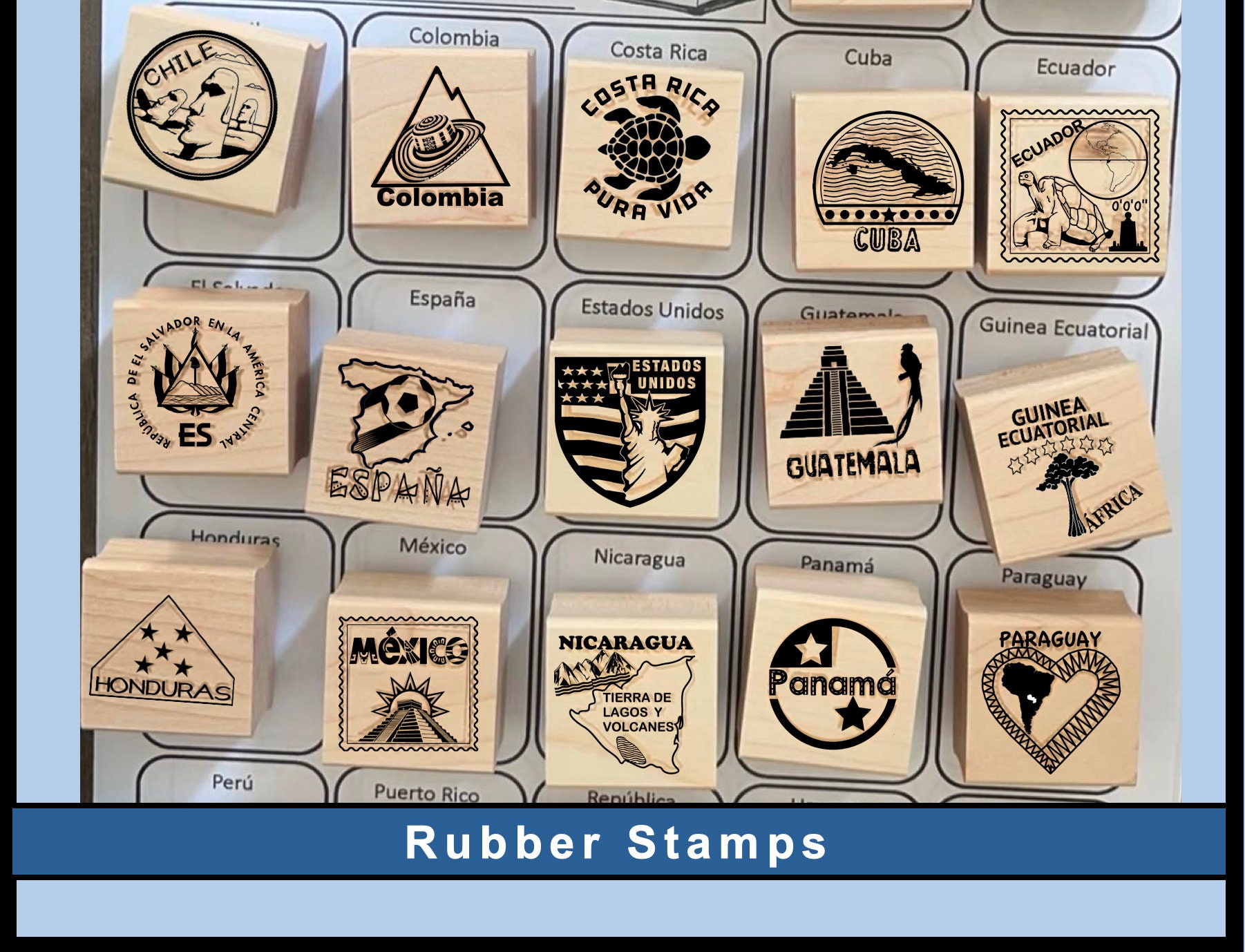 Spanish Speaking Countries Passport Stamp Set 21 - Etsy