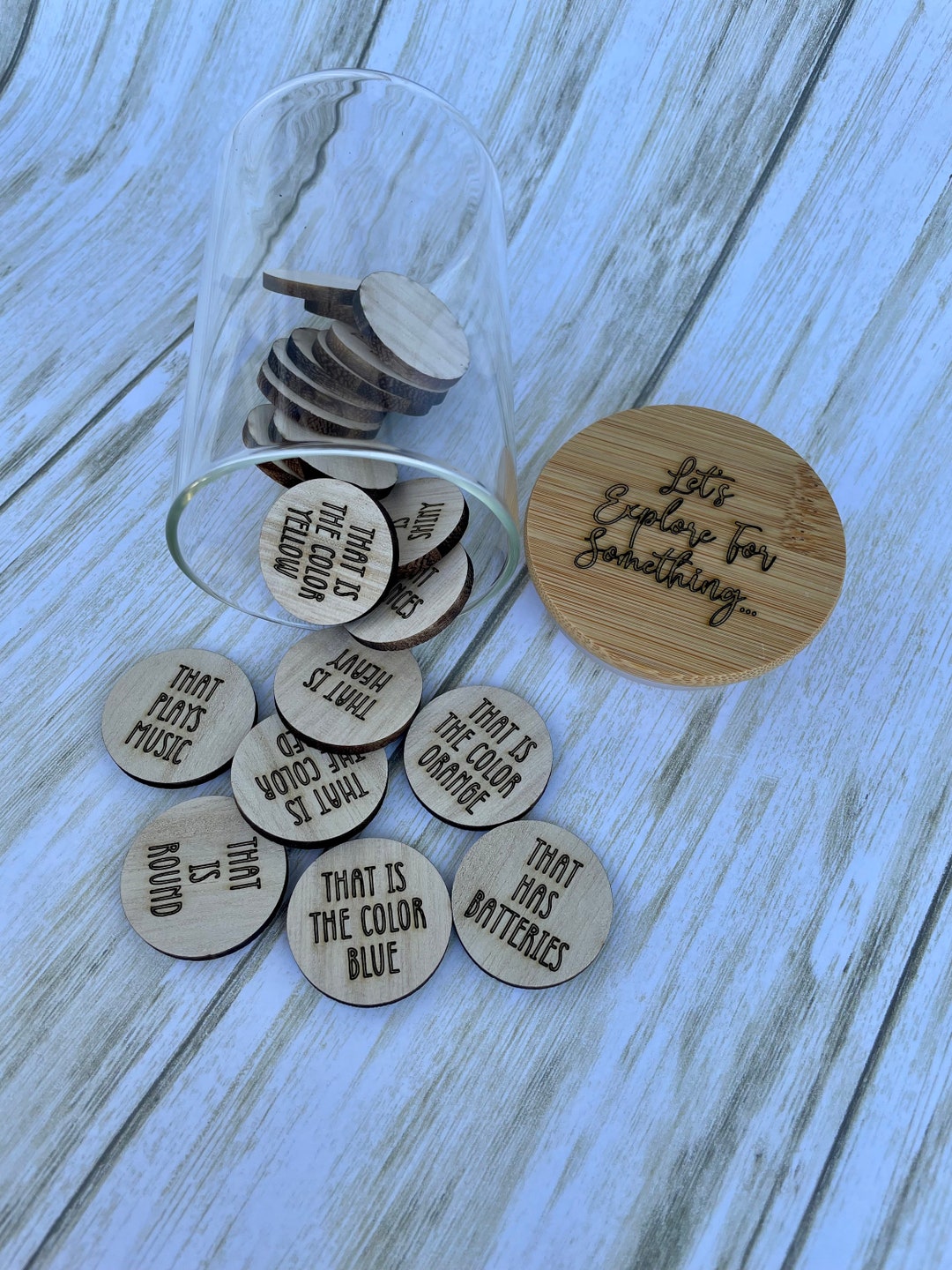 Scavenger Hunt Jar: Wooden Tokens, Kids Imagination Game - Etsy