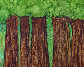 Redwood Forest Print-instant Download-alcohol Ink Painting | Etsy