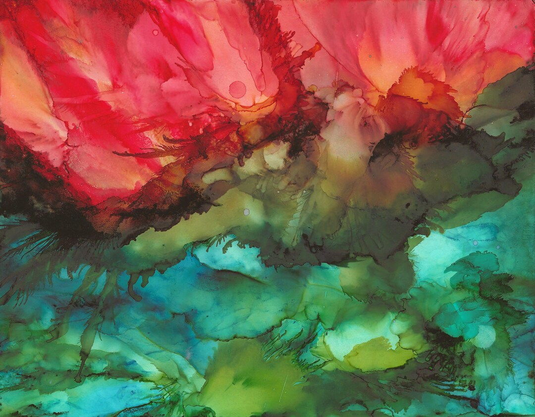 Fire and Flight - Print-instant Download-alcohol Ink - Etsy