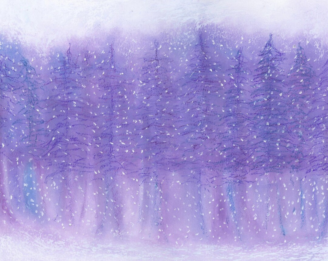 Winter Snow - Oil Pastel - Print - Etsy