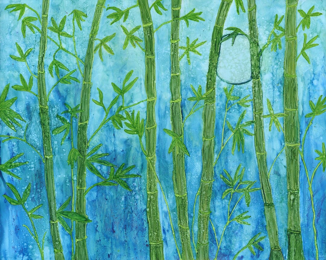 Bamboo Moon - Print-instant Download-alcohol Ink Painting - Etsy