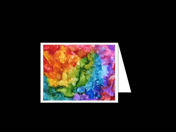 Rainbow Nebula Alcohol Ink Greeting Card | Etsy