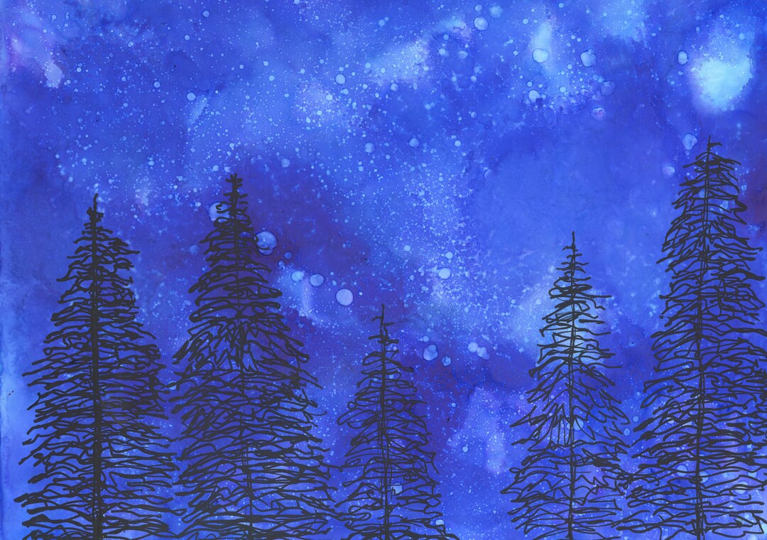 Starlight Sky - Alcohol Ink - Print - Etsy