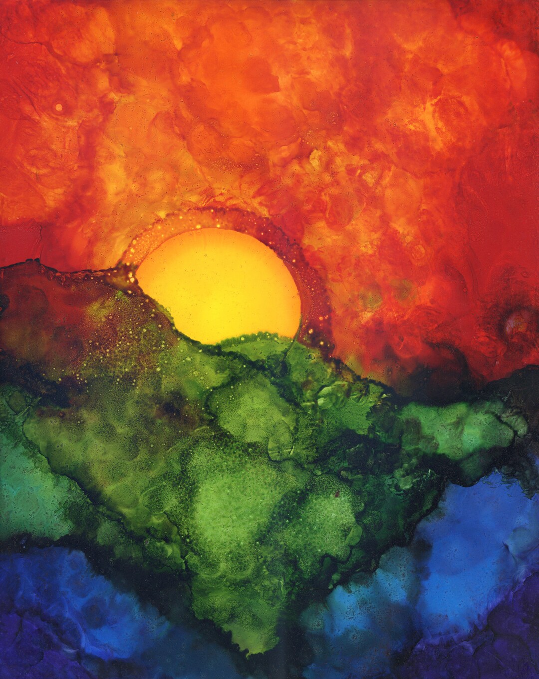 Sunrise Over the Mountains - Alcohol Ink - Print - Etsy