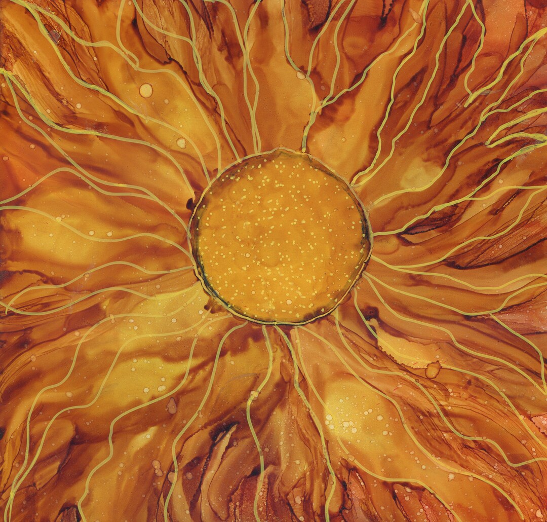 Sun Flower - Alcohol Ink - Print - Etsy