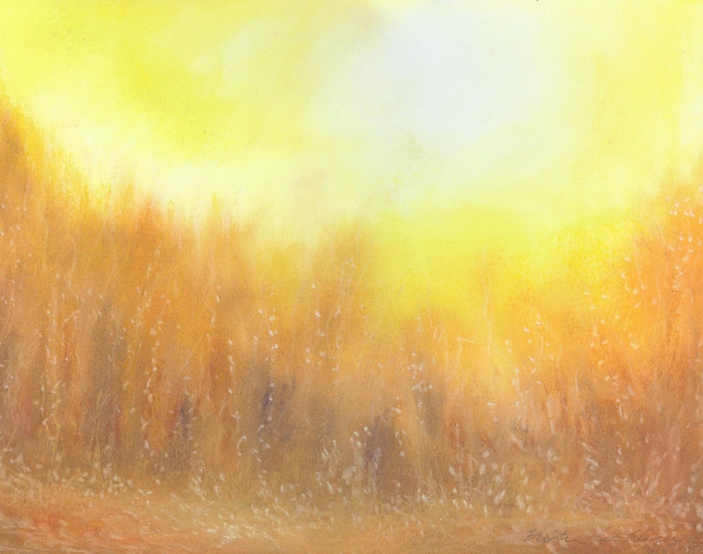 Autumn Sunlight Oil Pastel Print - Etsy UK