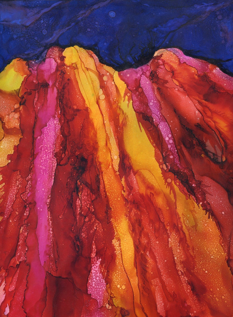 Painted Mountains Alcohol Ink Print - Etsy