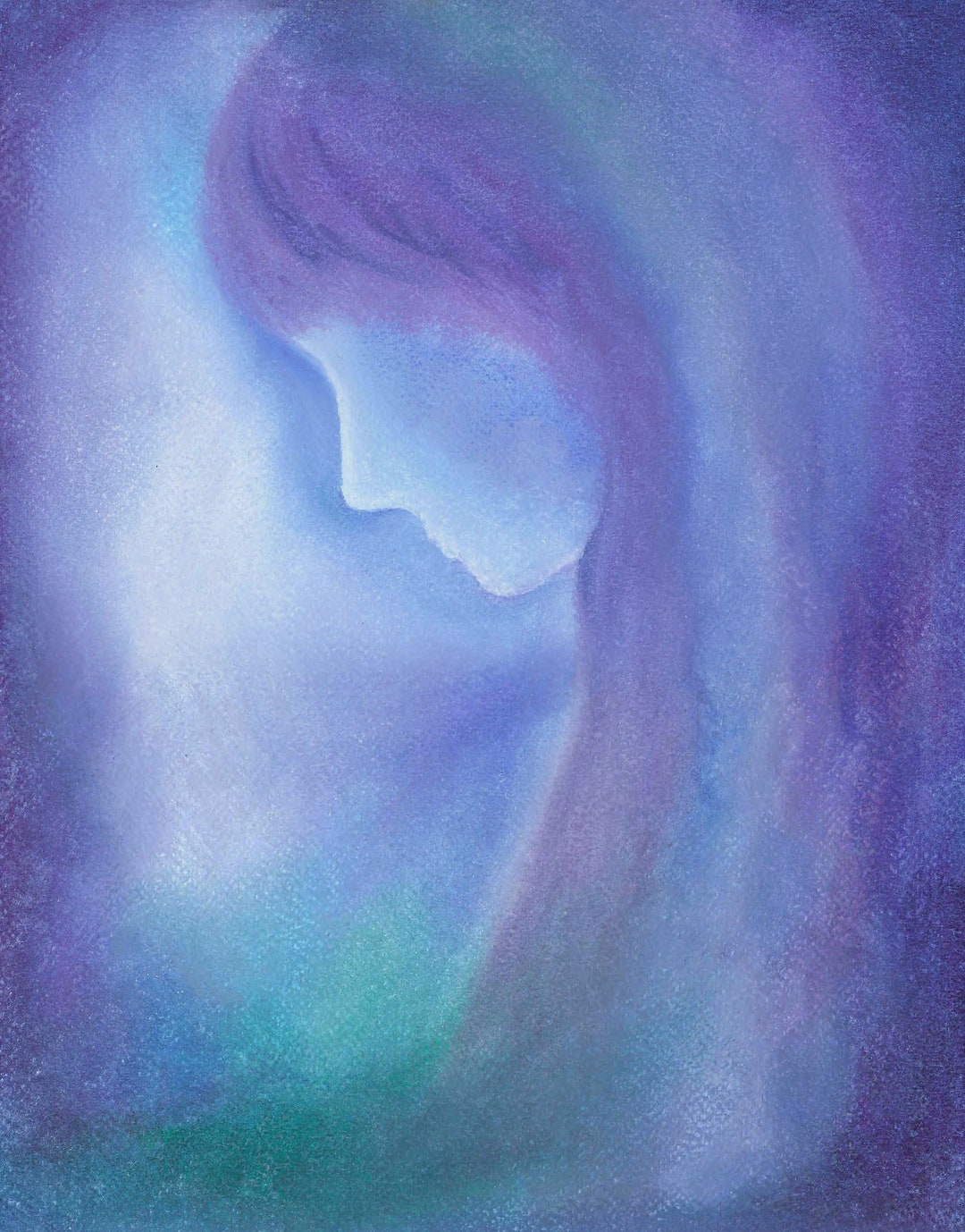 Blue Lady - Oil Pastel Drawing - Print - Etsy